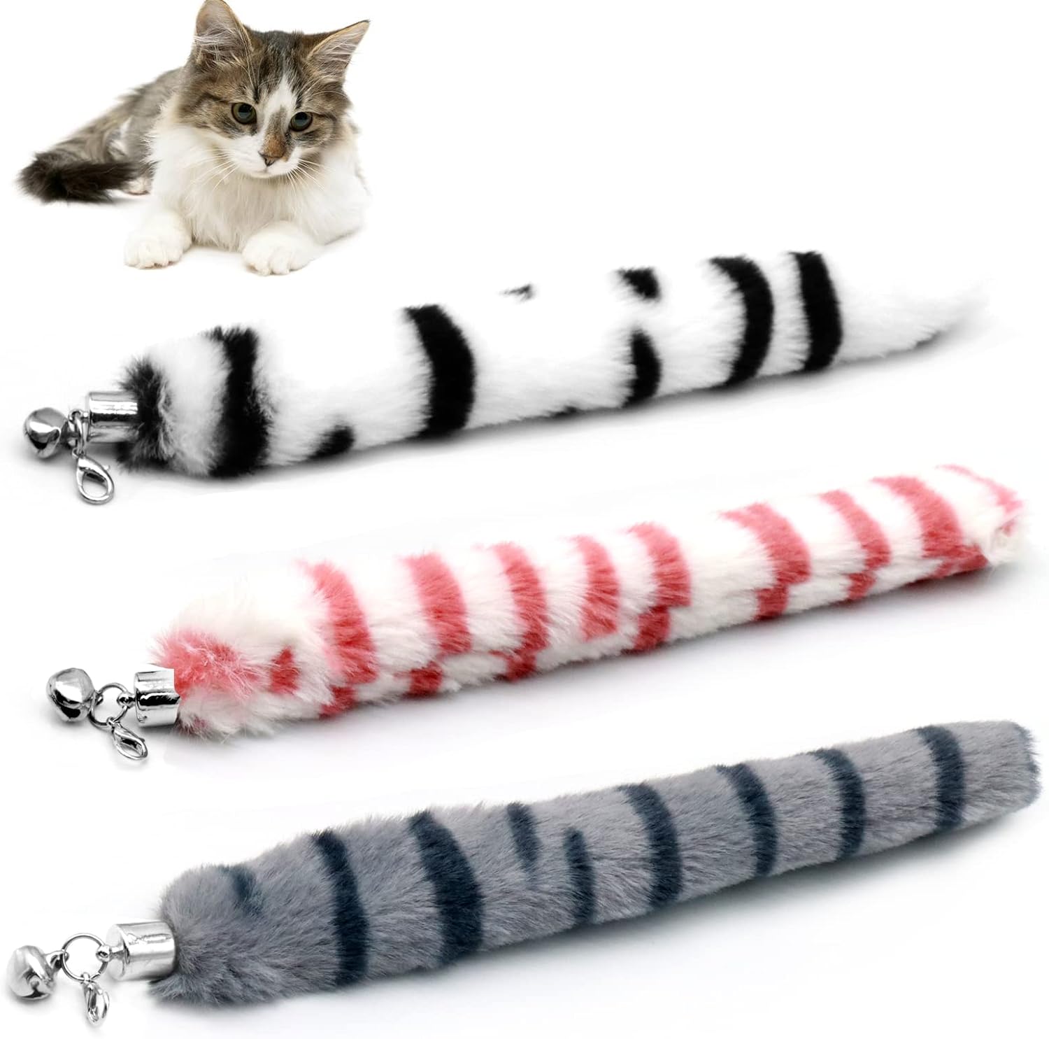 Amazon.com: LASOCUHOO Cat Worm Toys, (3 Packs) Interactive Cat Wand ...