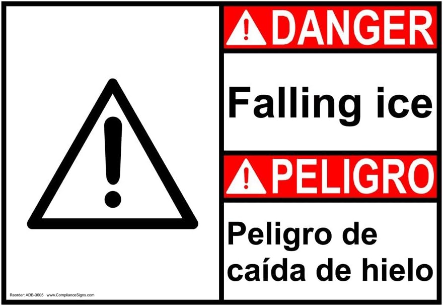 Amazon.com: ANSI DANGER Falling Ice Bilingual Sign ADB-3005 Overhead ...