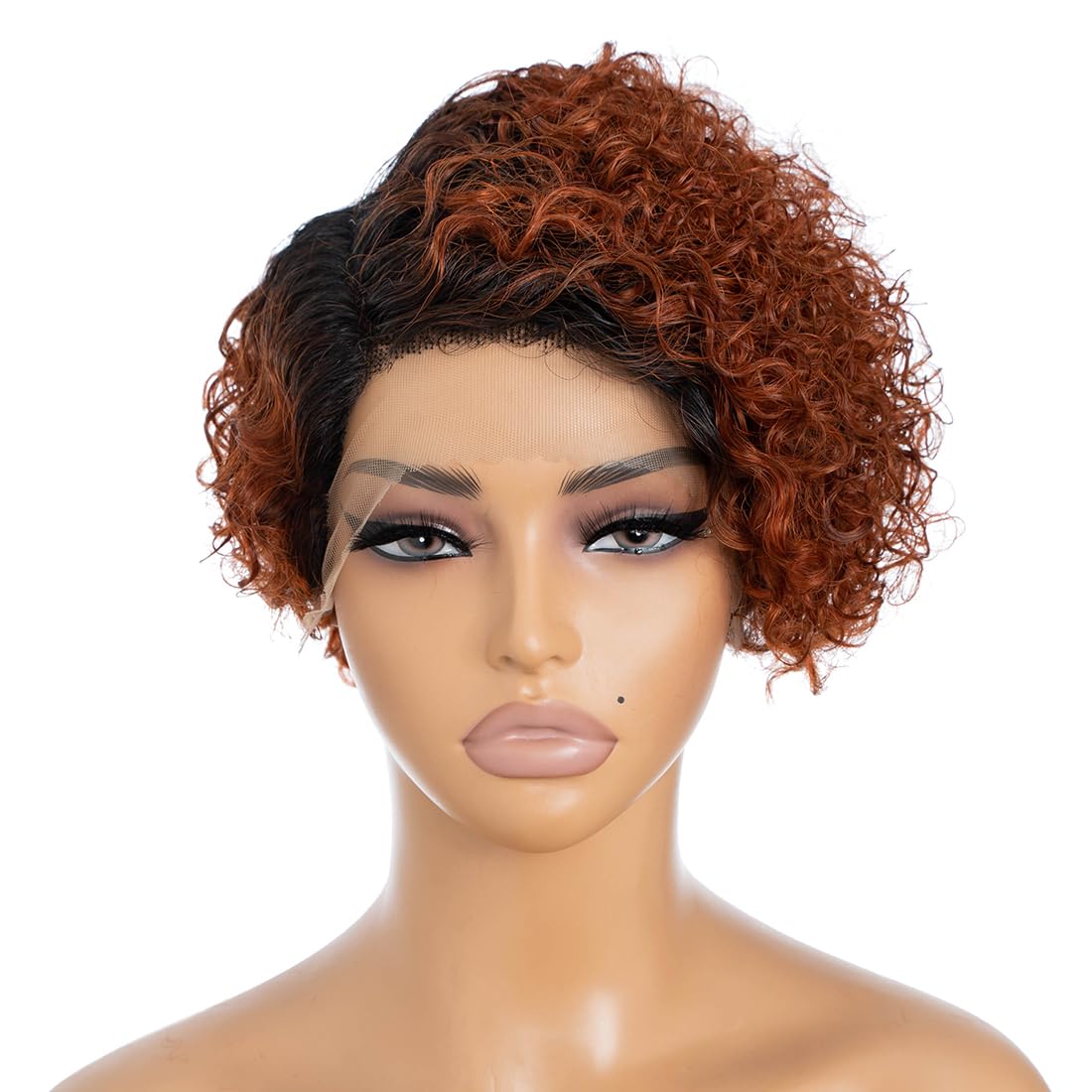 Amazon.com : Noble Hair Bob Wig Pixie Cut Curly Human Hair Wigs For ...