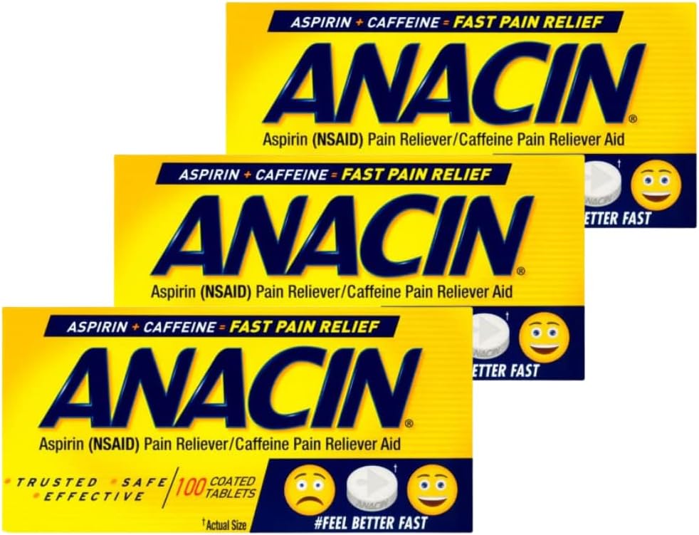 Amazon.com: ANACIN Fast Pain Relief Pain Reducer Aspirin Tablets, 100 ...