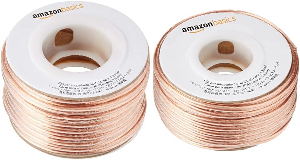 Amazon.com: Amazon Basics 16-Gauge Speaker Wire Cable, 50 Feet & 16 ...