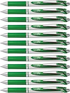 Pentel Energel Liquid Gel Pen 0.7mm Medium Nib Green Ink, Box of 12 ...