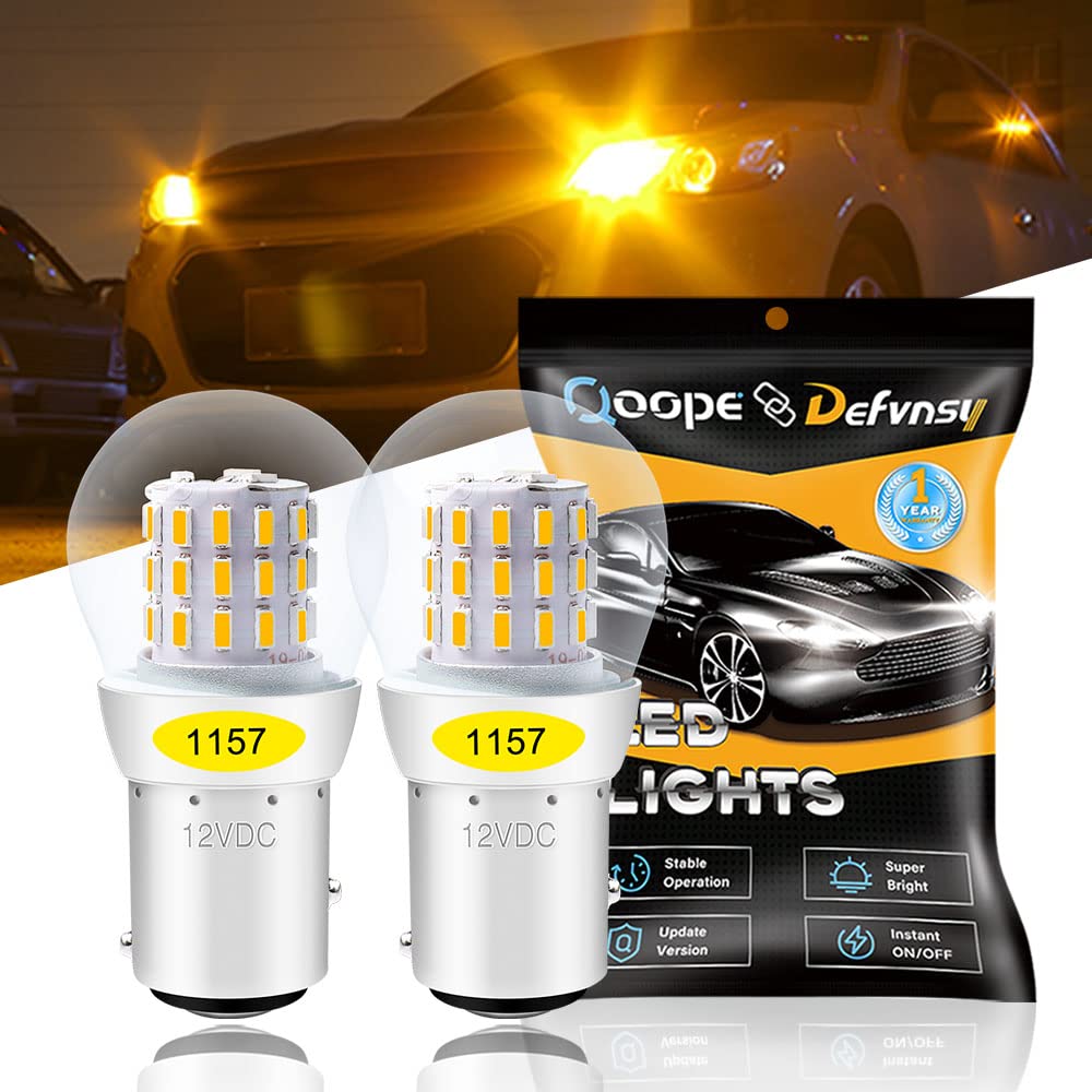 Qoope - Pack of 2 - Amber/Yellow 1157 BAY15D 2057 2357 7528 Extremely ...