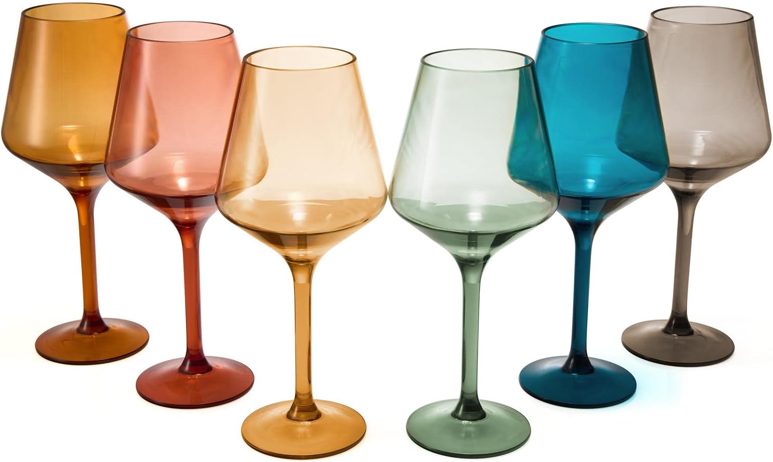 Amazon.com | comfit Colored Wine Glasses Set of 6 with Stem - Hand ...