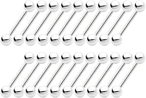 Amazon.com: 20PCS 316L Surgical Steel 12mm Nipple Ring 14G Tongue Rings ...