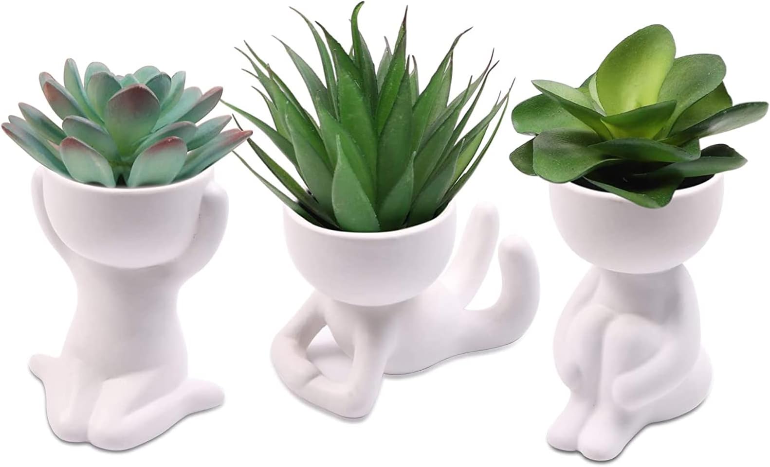 Amazon.com : Wakauto 1Pc Ceramic Plant Pot Sitting Human Shaped Planter ...