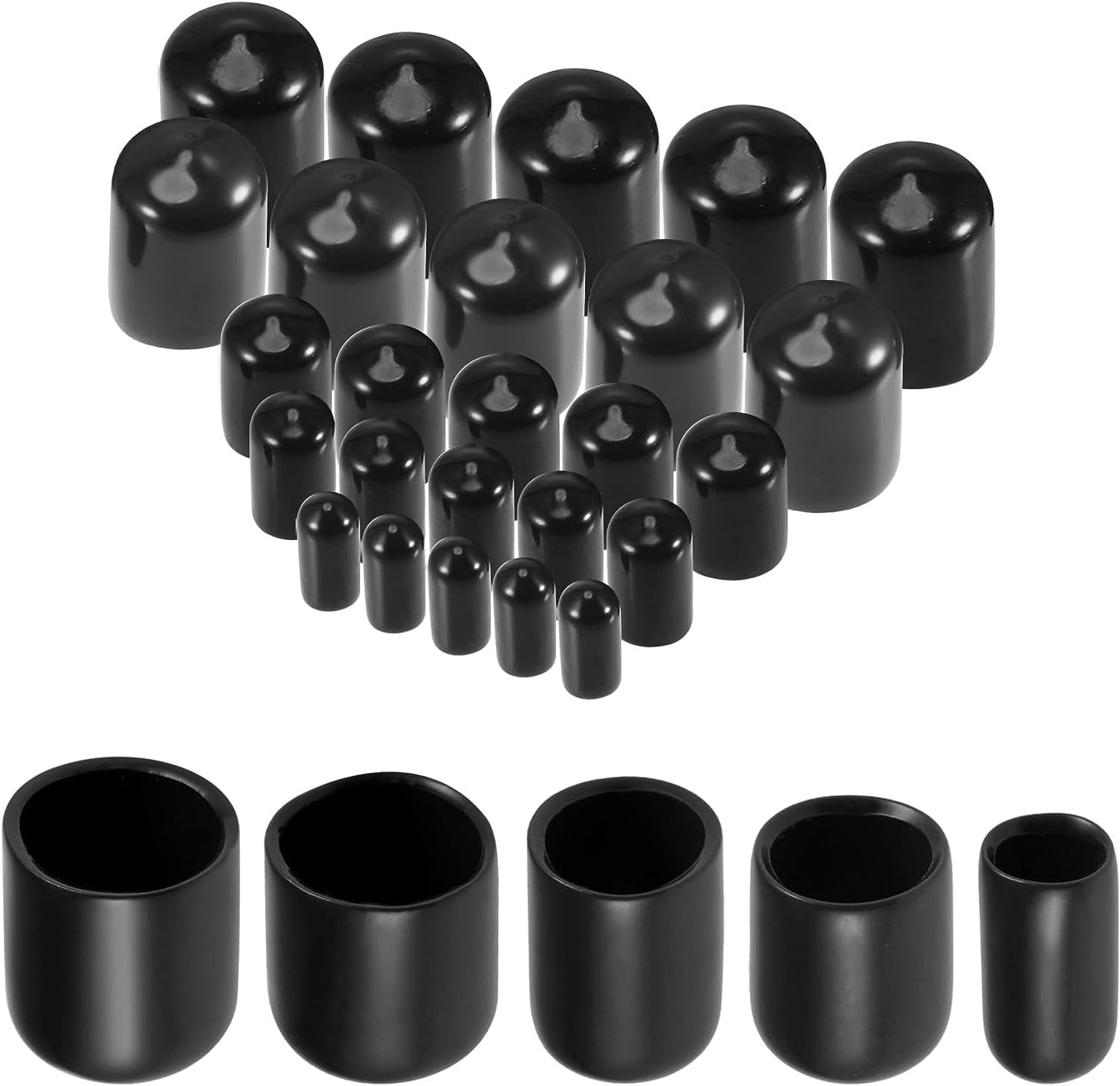 TOP-VIGOR 25Pcs 6mm/9mm/12mm/19mm/22mm ID Round Rubber End Caps ...