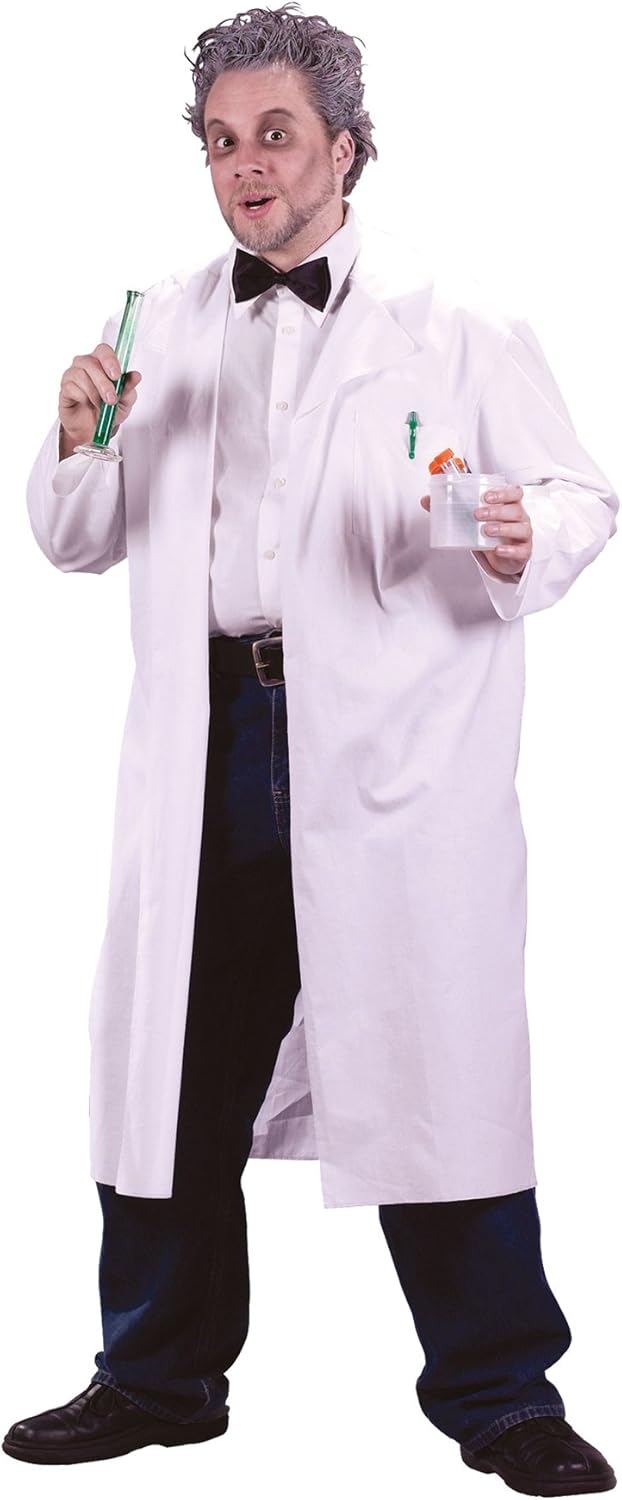 Amazon.com: Adult Professor White Lab Coat Halloween Costume (Size ...