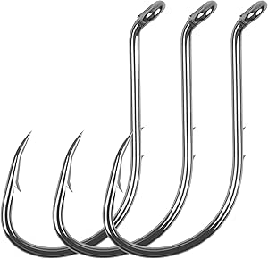 Amazon.com : Saltwater Octopus Hooks,110pcs/box Baitholder Fishing Hooks High Carbon Steel Black ...