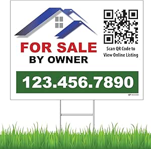 Amazon.com : Custom For Sale By Owner w/QR Code Yard Sign, FSBO ...