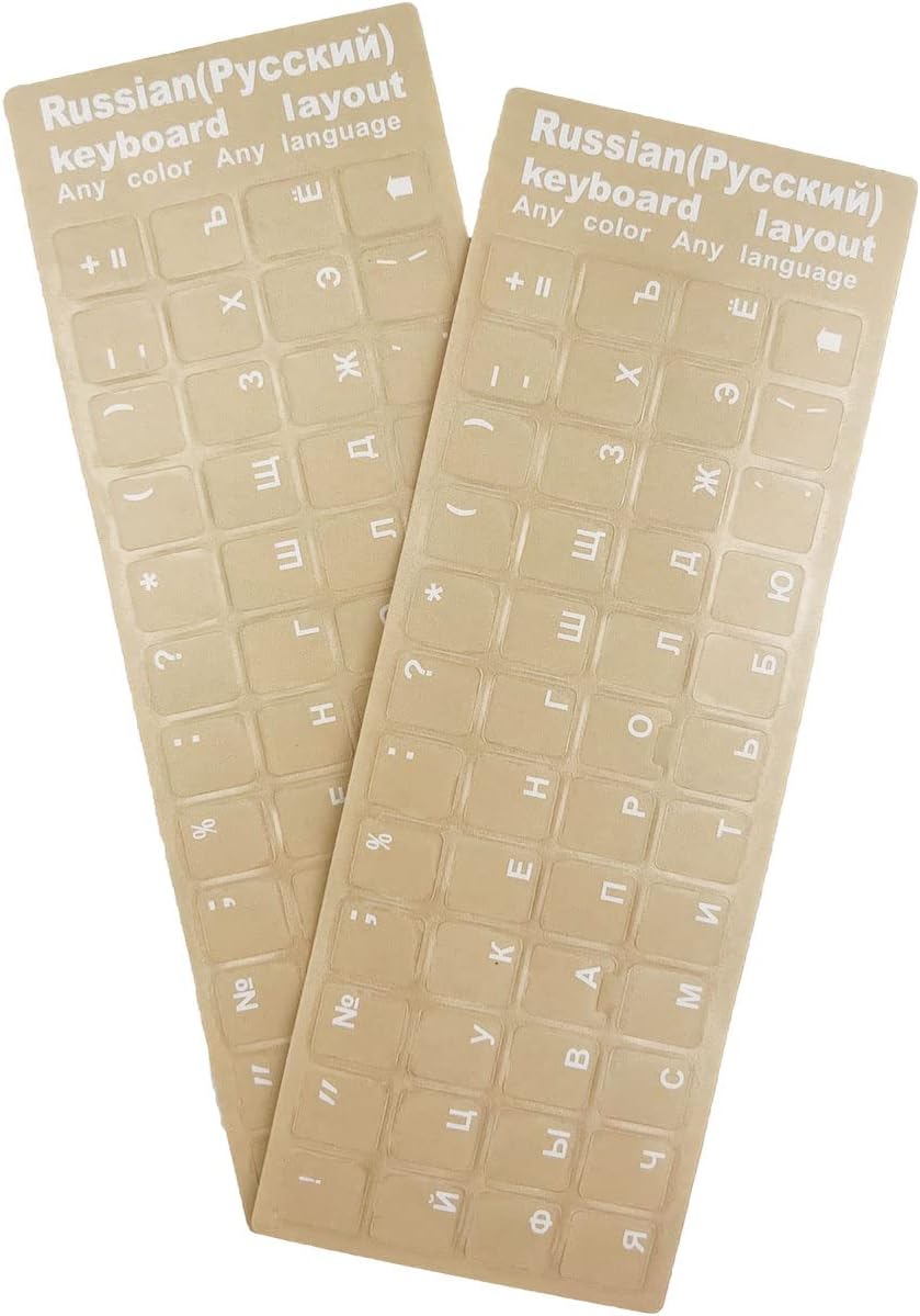 Amazon.com: 2 Pack Universal Russian Keyboard Stickers Transparent ...