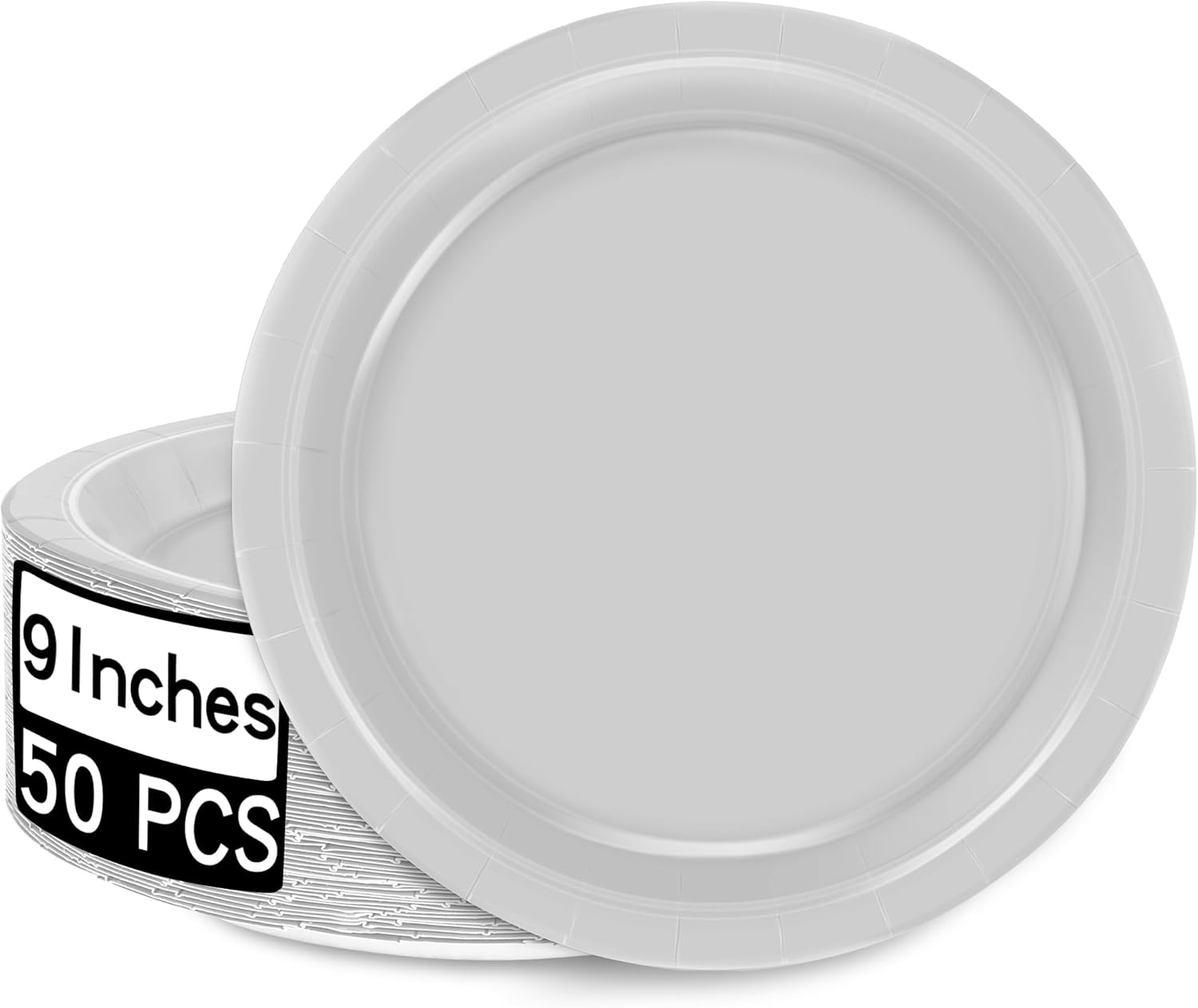 Amazon.com: QZYL 50 PCS Paper Plates Set, Silver 9 Inches Disposable ...