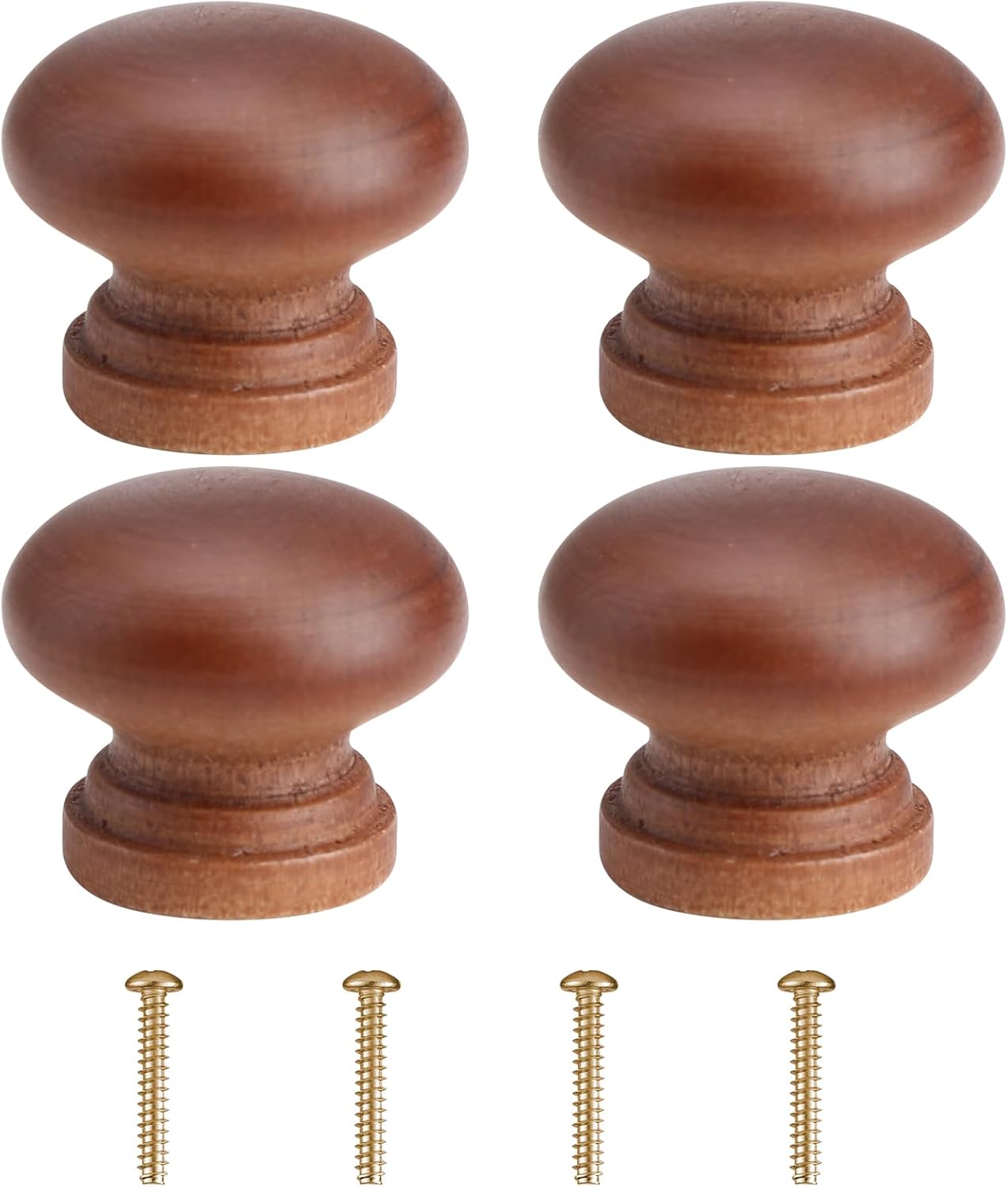 4Pcs Wooden Drawer Knobs, Natural Wood Round Handle Knob with Screws ...
