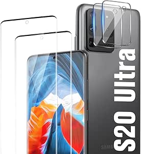Amazon.com: [2+2 Pack] Galaxy S20 Ultra Screen Protector with Camera Lens Protector, Fingerprint ...