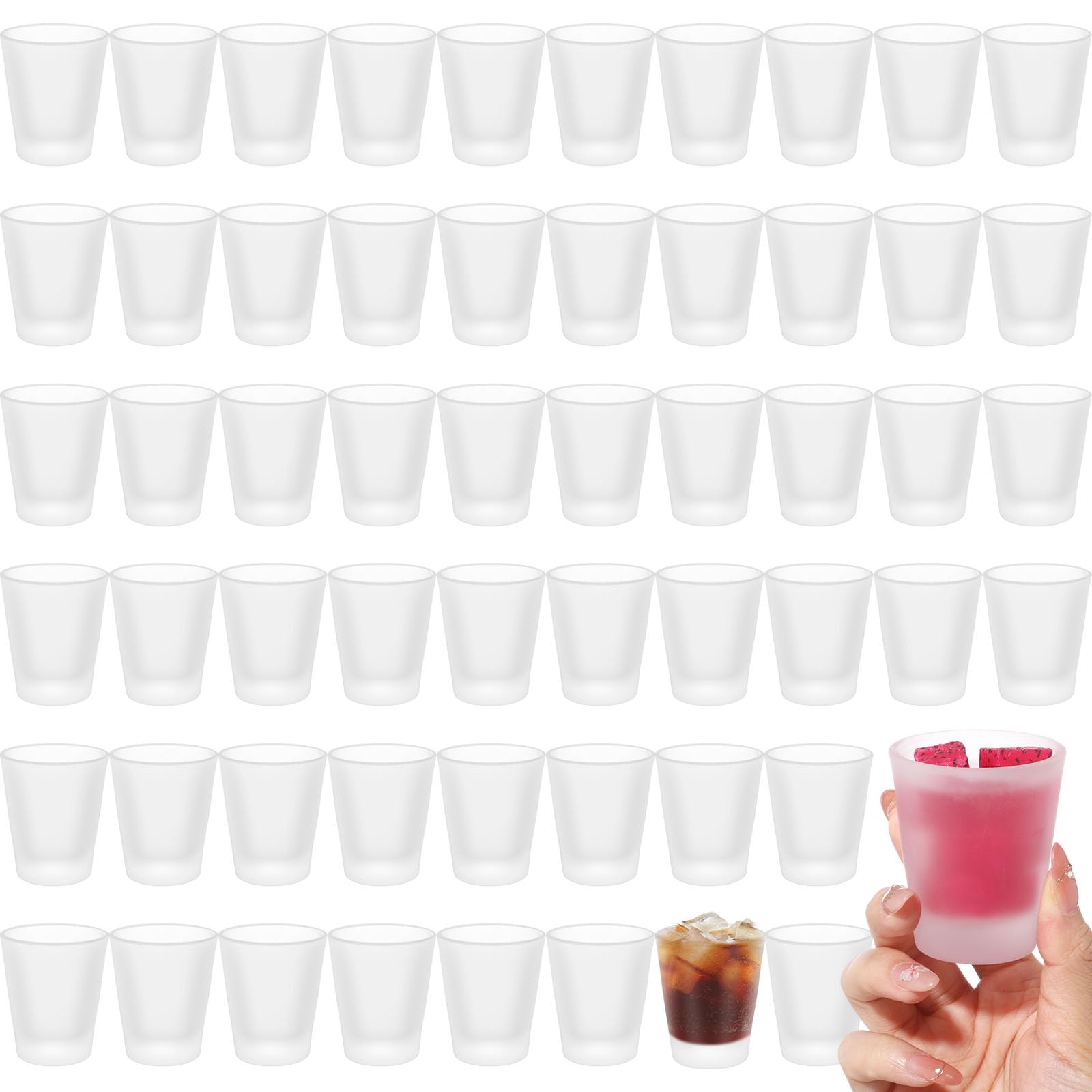 Snapklik.com : Roshtia 60 Pack 2 Oz Frosted Shot Glasses Cups Bulk