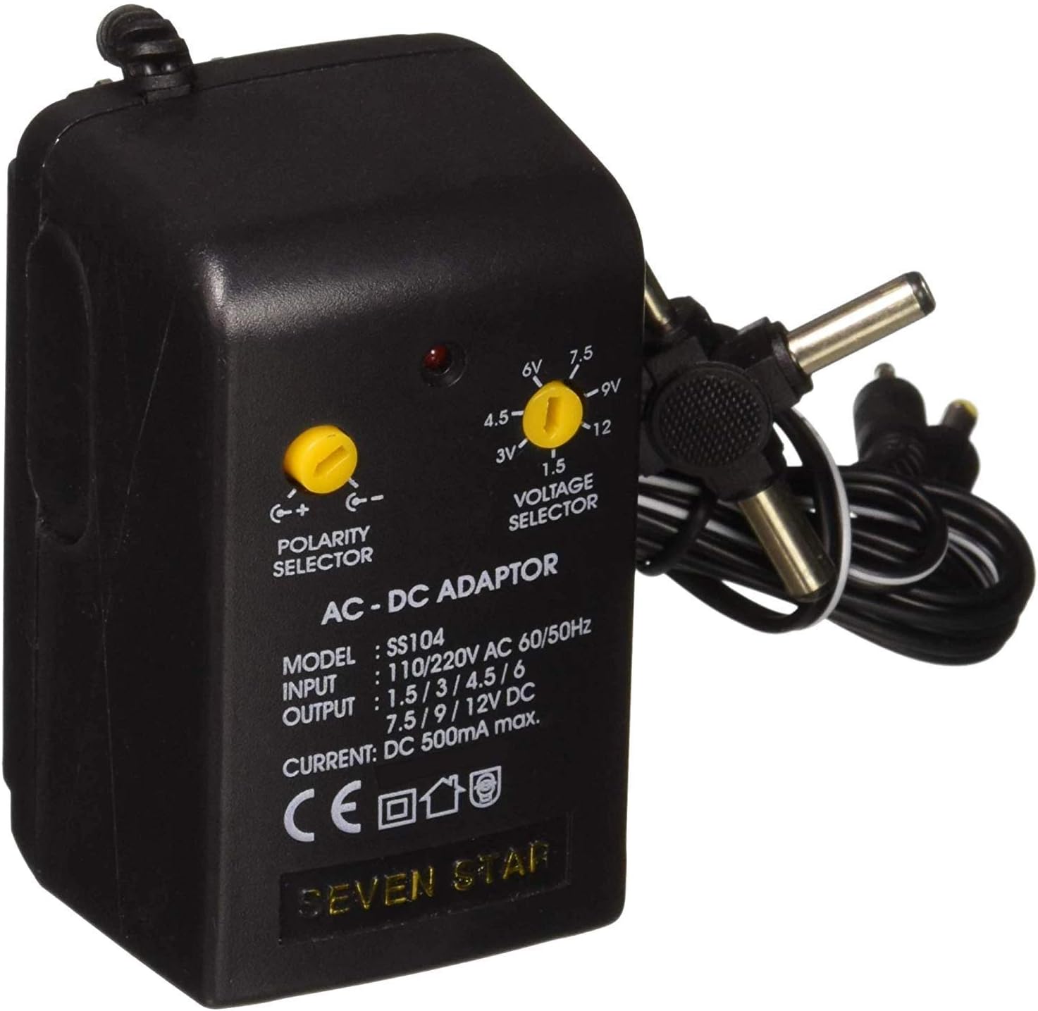 Seven Star SS104 1.5V, 3V, 4.5V, 6V, 7.5V, 9V, 12V DC, 500mA Regulated ...