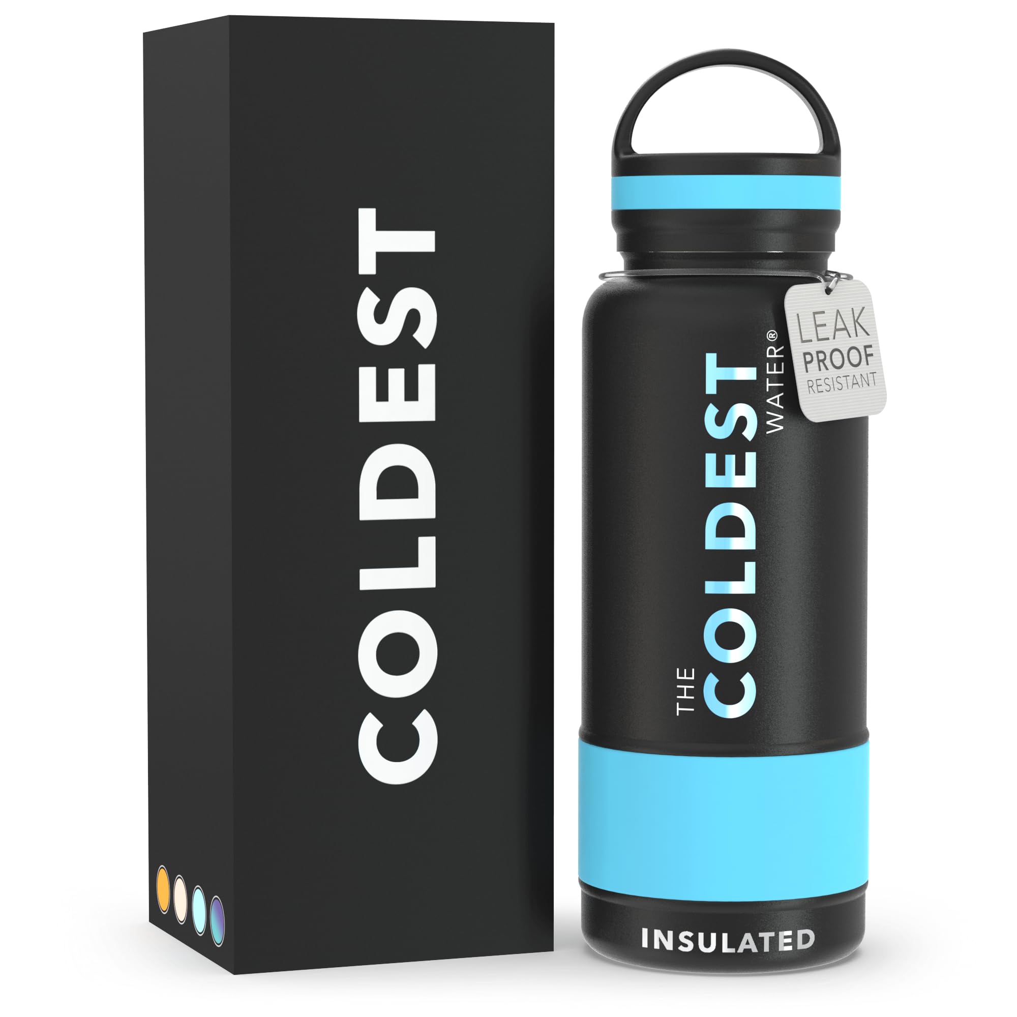Amazon.com: Coldest Insulated Water Bottle with Handle Lid | Leak Proof ...