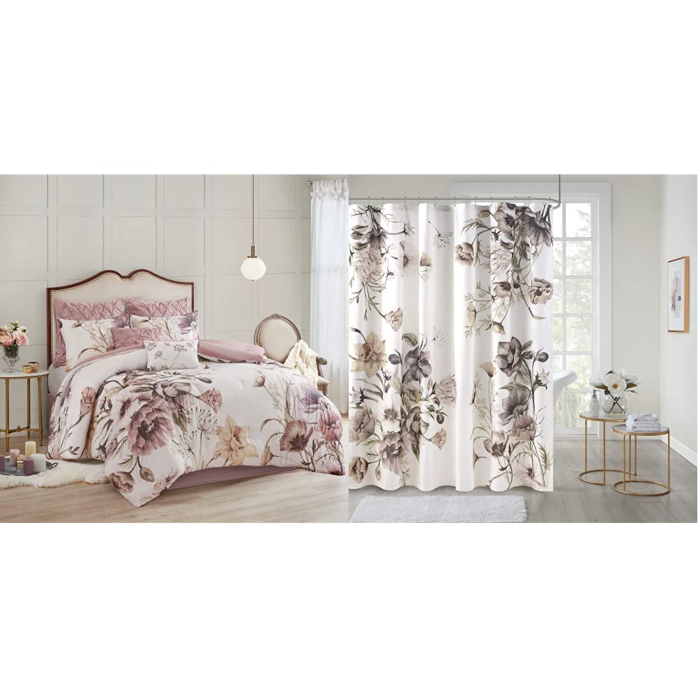 Madison Park Cassandra 100% Cotton Comforter Set 72''x72'', Blush (MP70 ...
