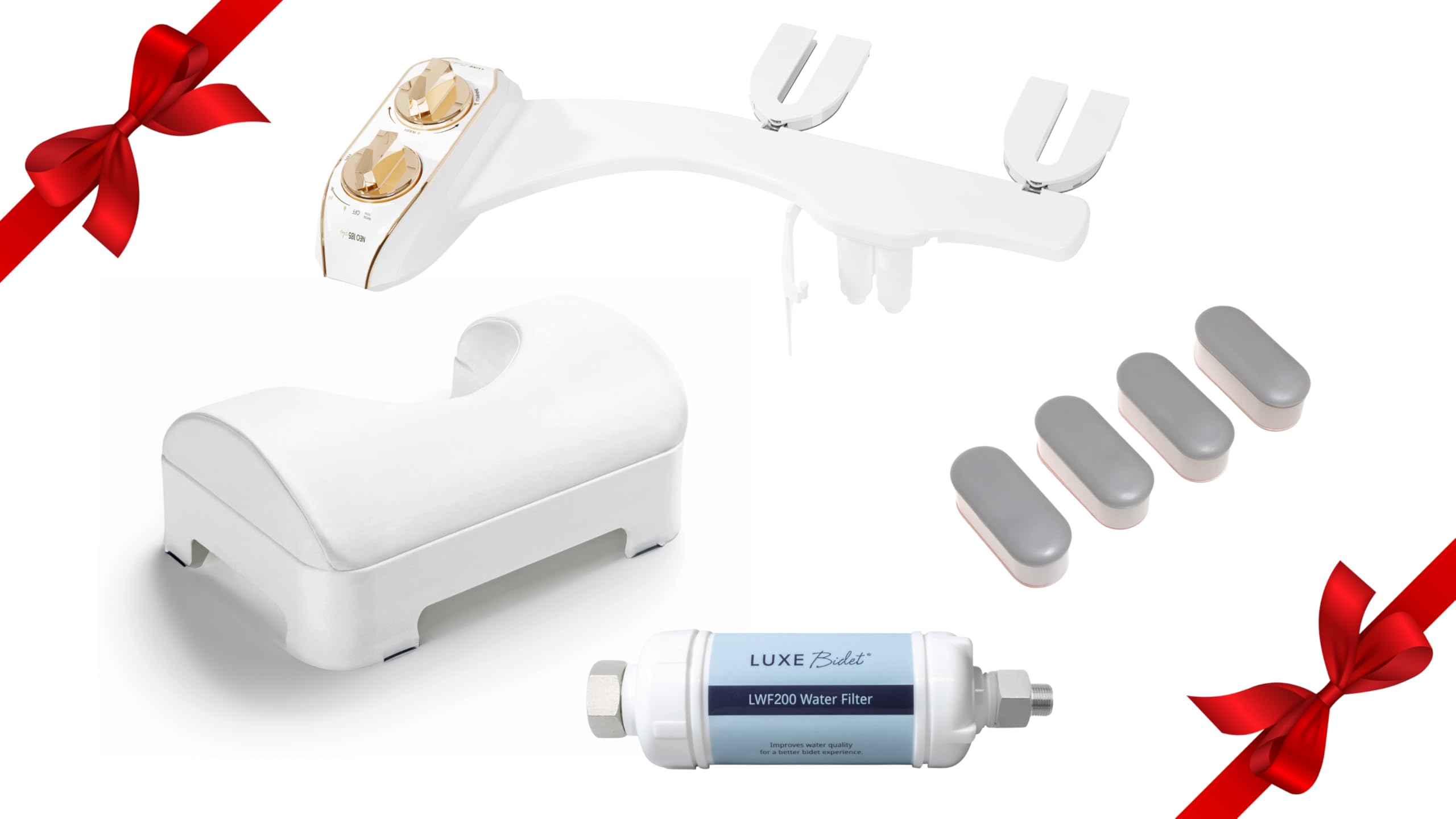 LUXE Bidet NEO 185 Plus Gold Bidet Attachment, Comfort Soft Footstool ...