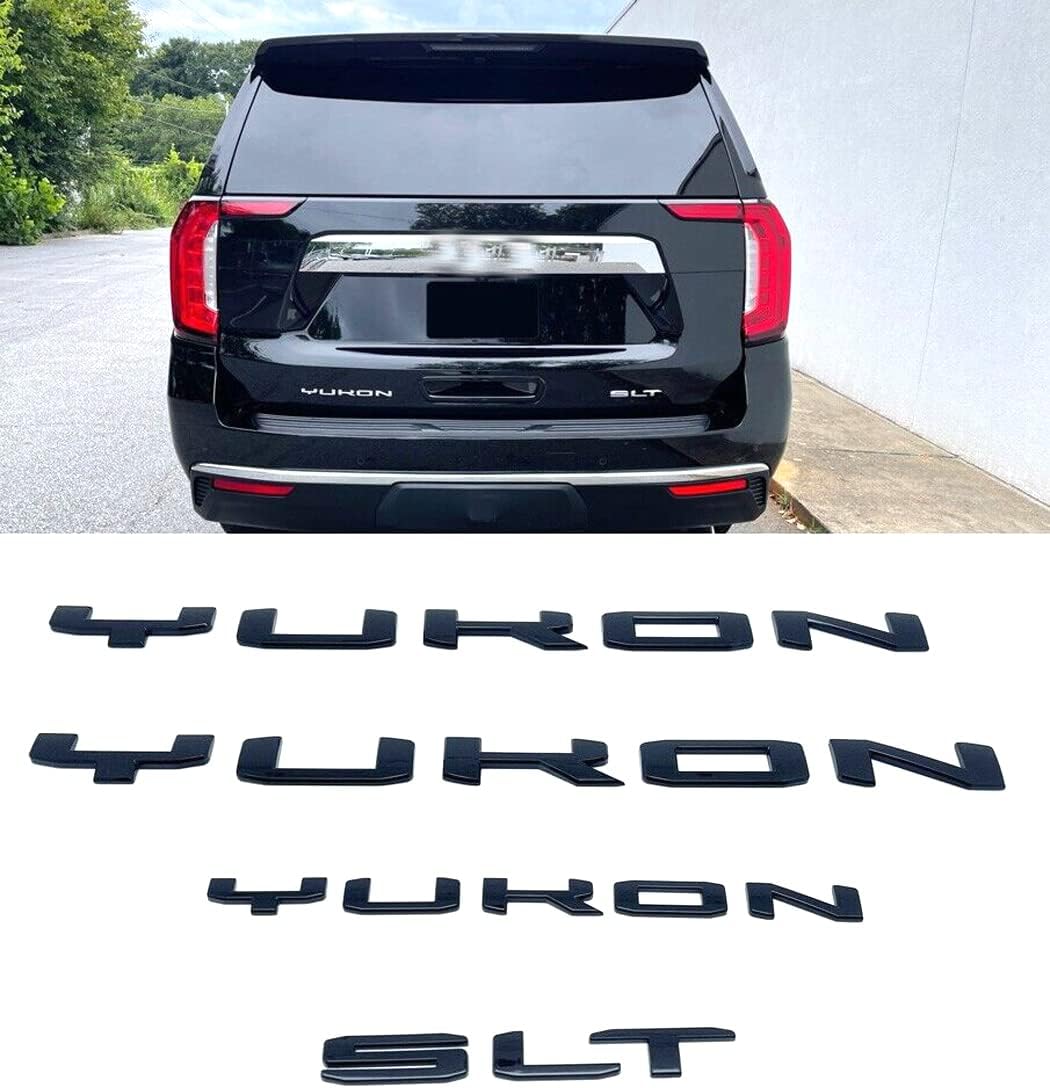 Amazon.com: 4Pcs Gloss Black Yukon Rear Emblem 3D Nameplate Badge - SLT ...