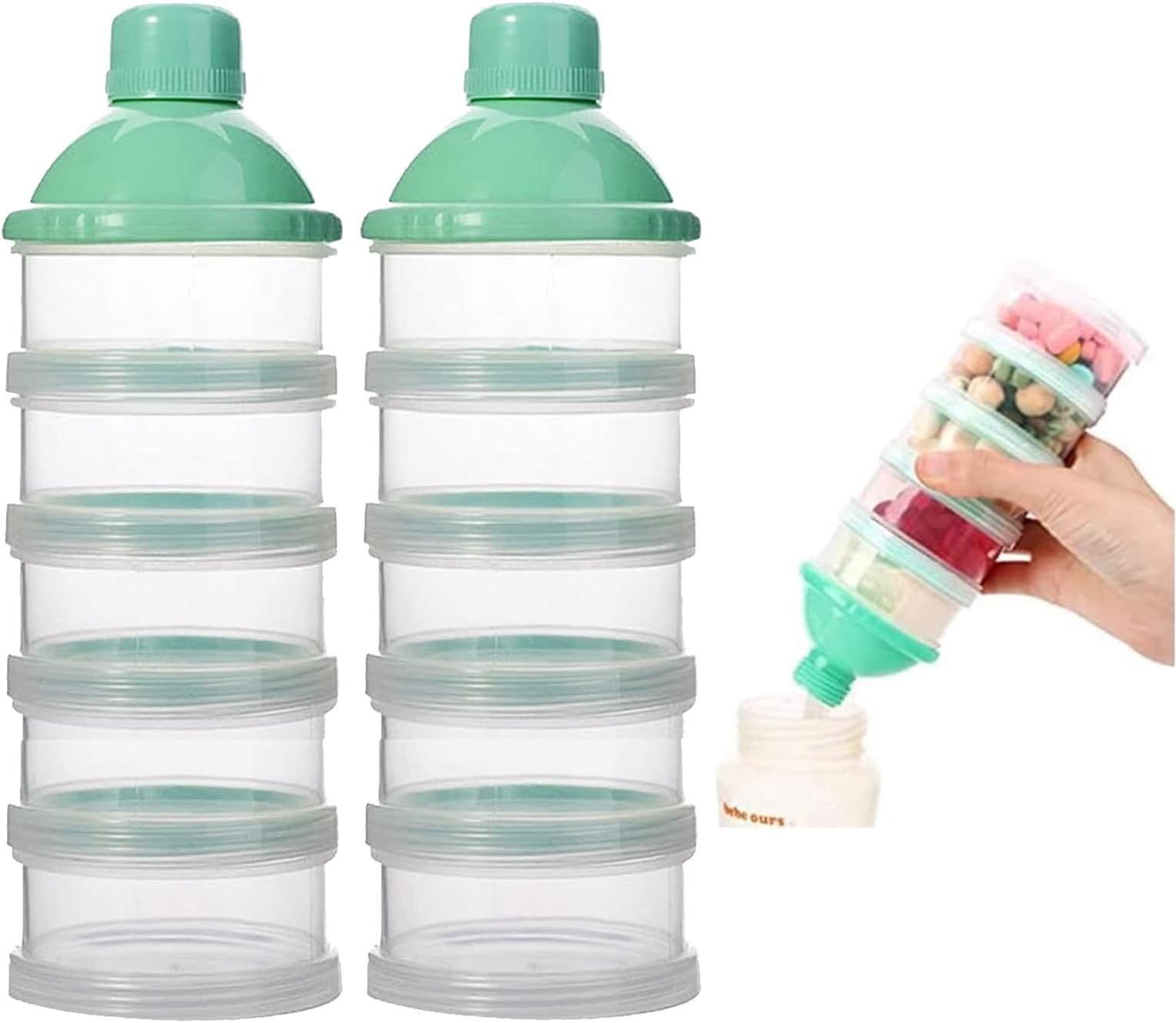 Amazon.com: 2 PCS 5 Layers Baby Milk Powder Dispenser, Milk Powder Pots ...