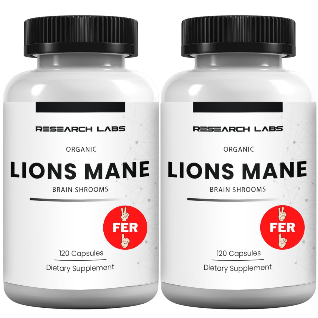 Amazon.com: Research Labs Organic Lions Mane Supplement Capsules, 2 Fer ...