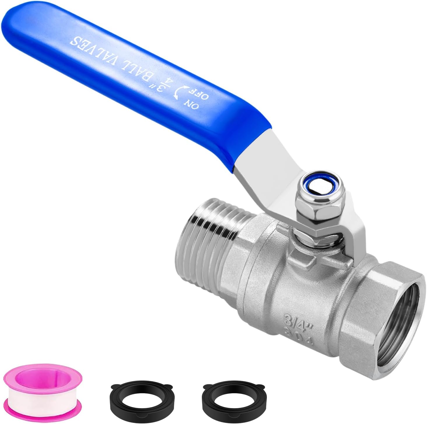 Amazon.com : 3/4" Brass Garden Hose Shut Off Valve Full Flow, 1-Way ...