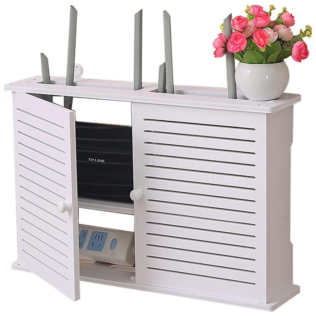 Router rack Wall-mounted Floating WiFi Router Shelf/2 Tiers Set-top Box ...