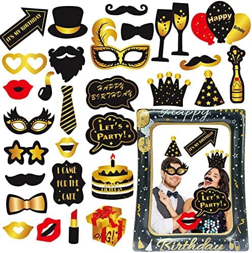 Happy Birthday Photo Booth Props for Boys Girls Men Women Gift,Black ...