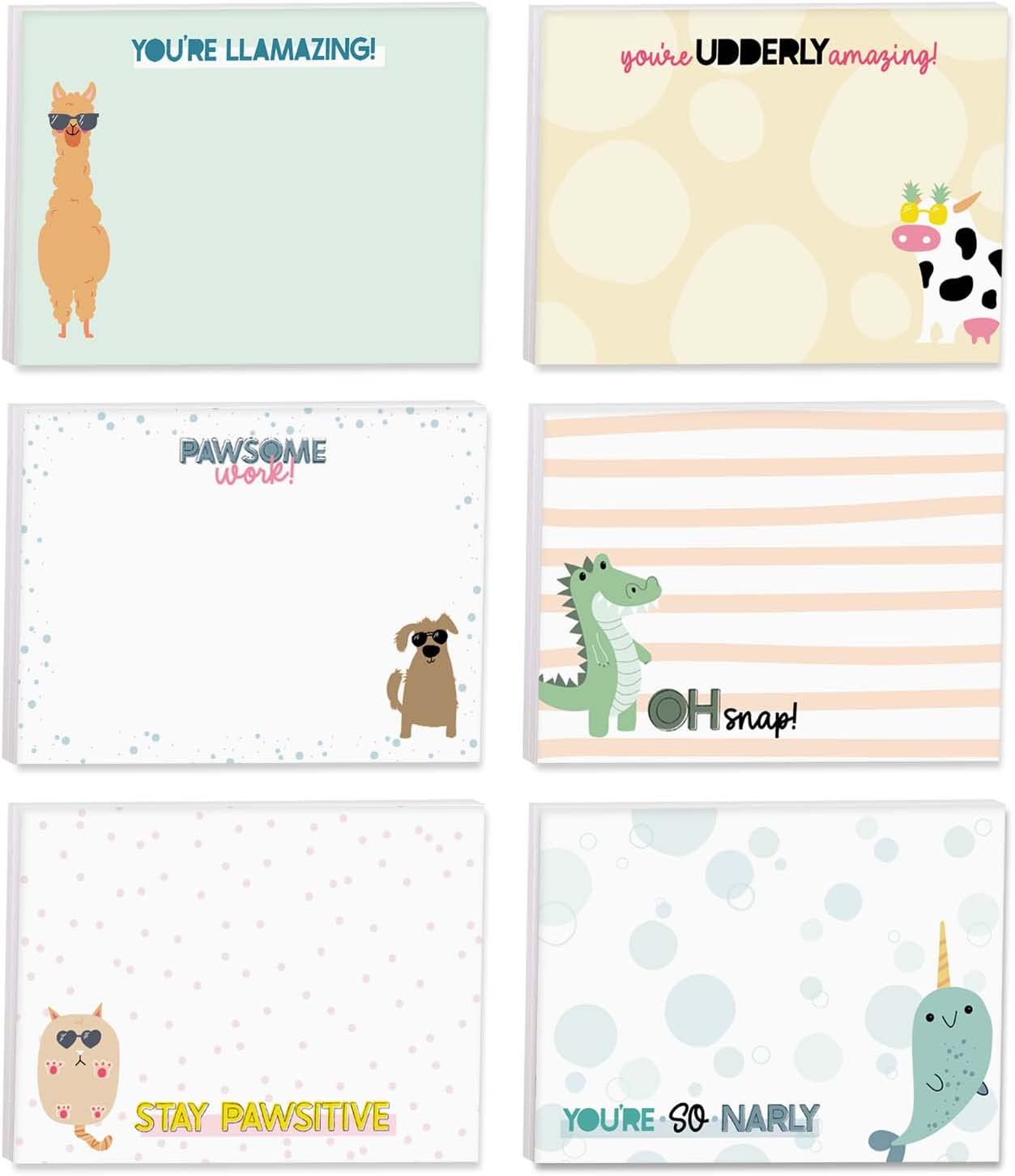 Amazon.com : Floral Personalized Sticky Note Pad/Set of 6 4" x 3 ...