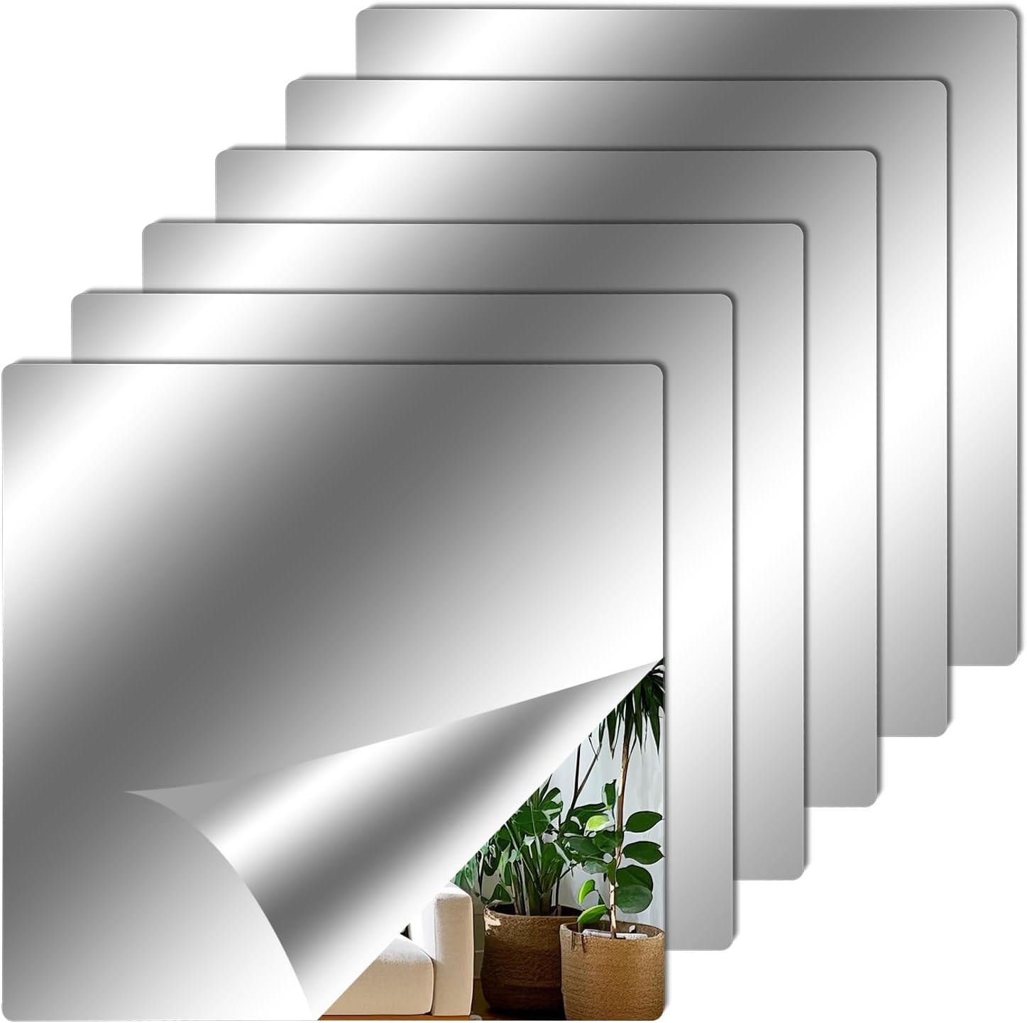Amazon.com: Lystaii 6 PCS Acrylic Mirror Tiles: Self-Adhesive Square ...