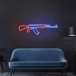 Amazon.com : Gun Neon Sign 28 inches Led Light Up Gun Signs Wall Decor ...