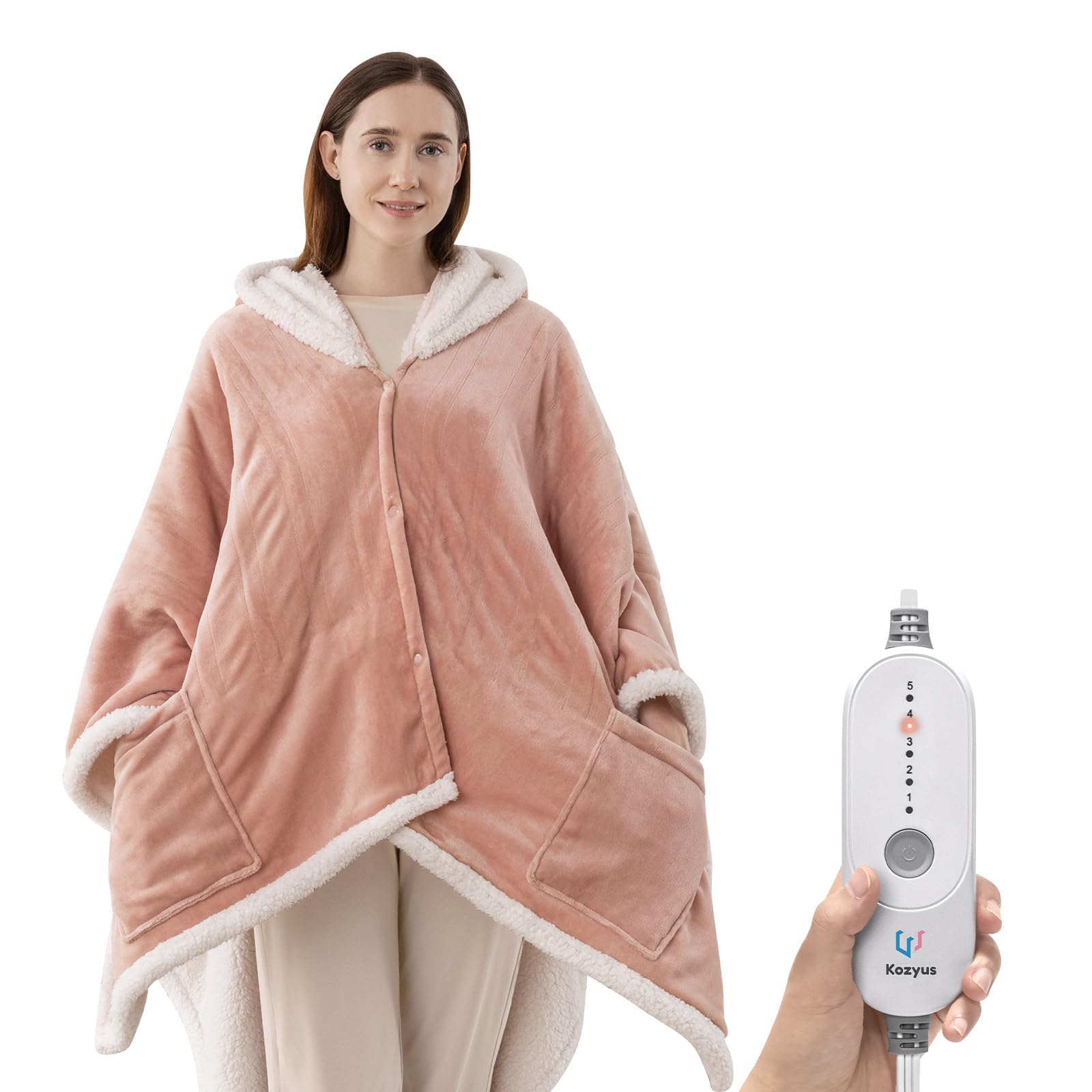Heated Blanket Electric Throw, Wearable Heated Poncho Shawl Hoodie with ...