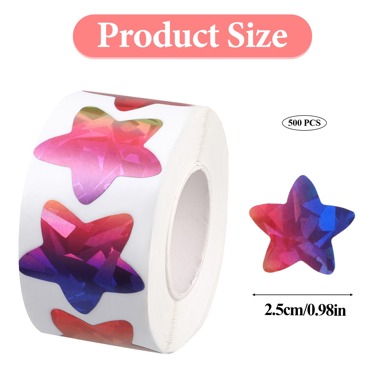 Snapklik.com : 500 Pcs Holographic Star Stickers For Rewarding, 1 Inch ...