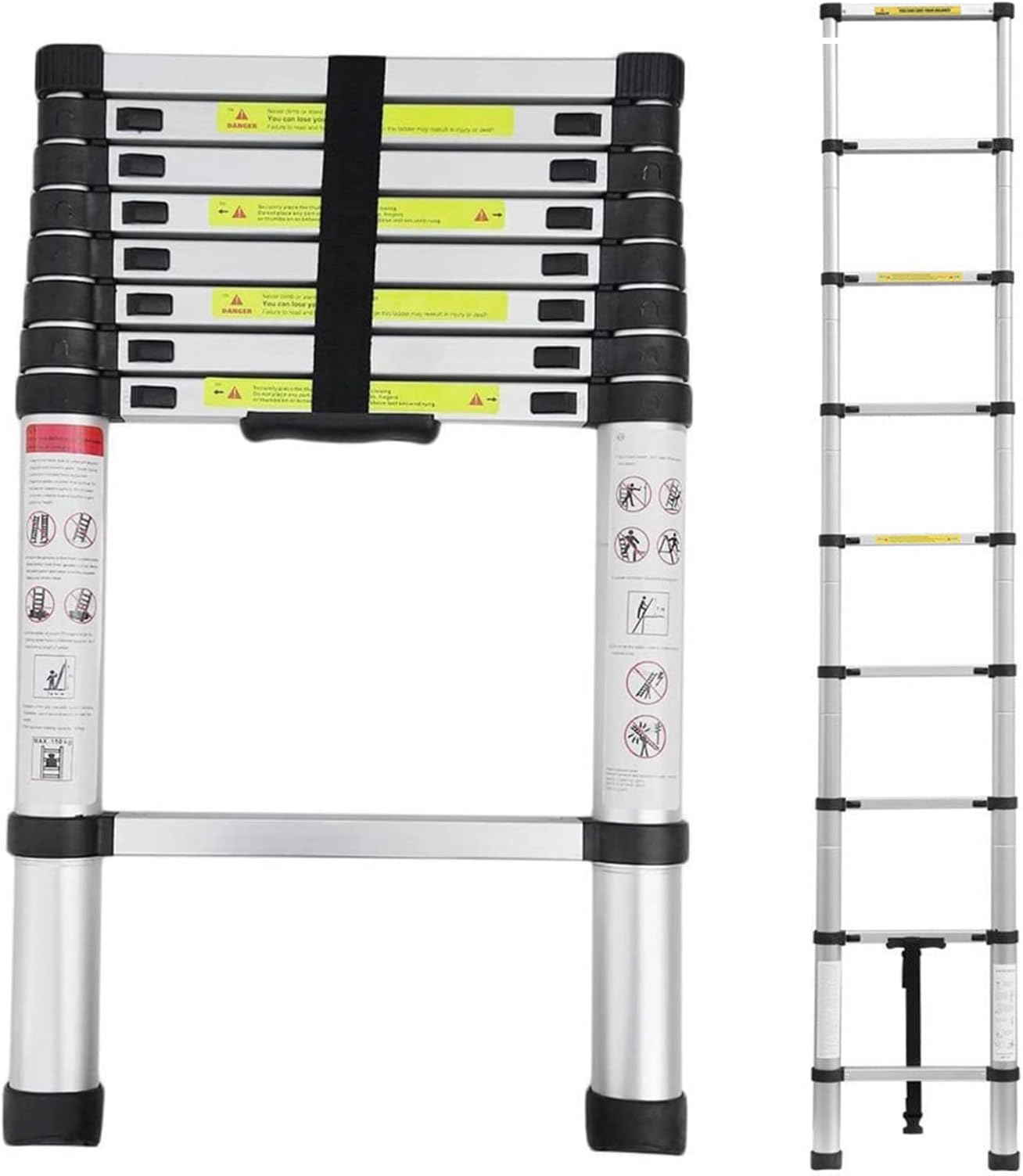 UTTAM Stainless Steel Telescopic Ladder: Extendable, Portable, Sturdy ...
