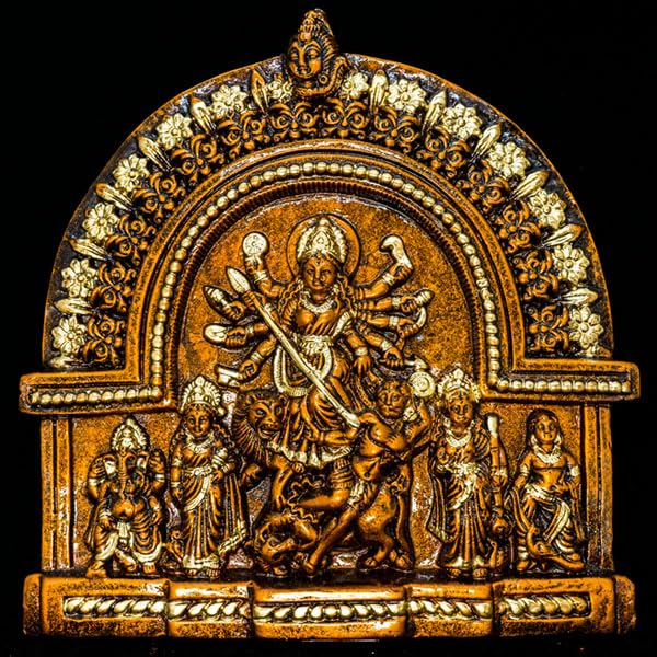 Lord Durga murti with Family - Hindu Wall Art Statue Made of holy ...