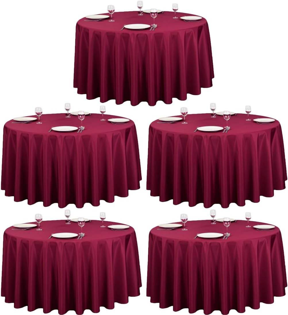 Amazon.com: LTC LINENS 5 Pack 120 Inch Round Tablecloth Burgundy - Bulk ...
