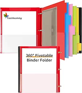 Amazon.com : Tashkummy 360° Pivotable Project Organizer Binder, 3 Ring Binder with Colored Tab ...