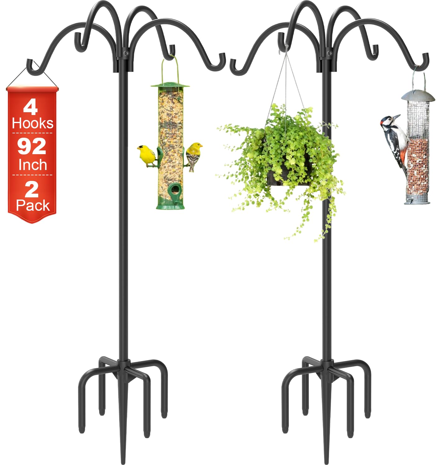 Snapklik.com : Tikimilor 4-Hooks Shepherds Hooks For Outdoor, 92" Heavy ...