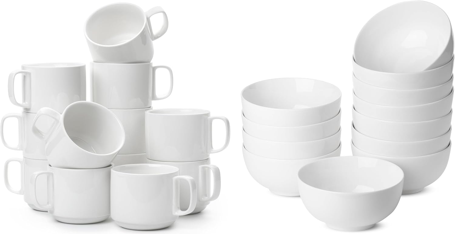 Amazon.com: BTaT- Stackable Coffee Mugs, White, 12 Pack, 12 Oz (350 ml ...