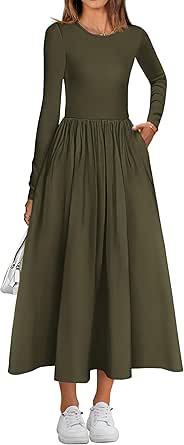 KIRUNDO Women's Casual Long Sleeve Fall Wedding Guest Dress 2025 Spring ...