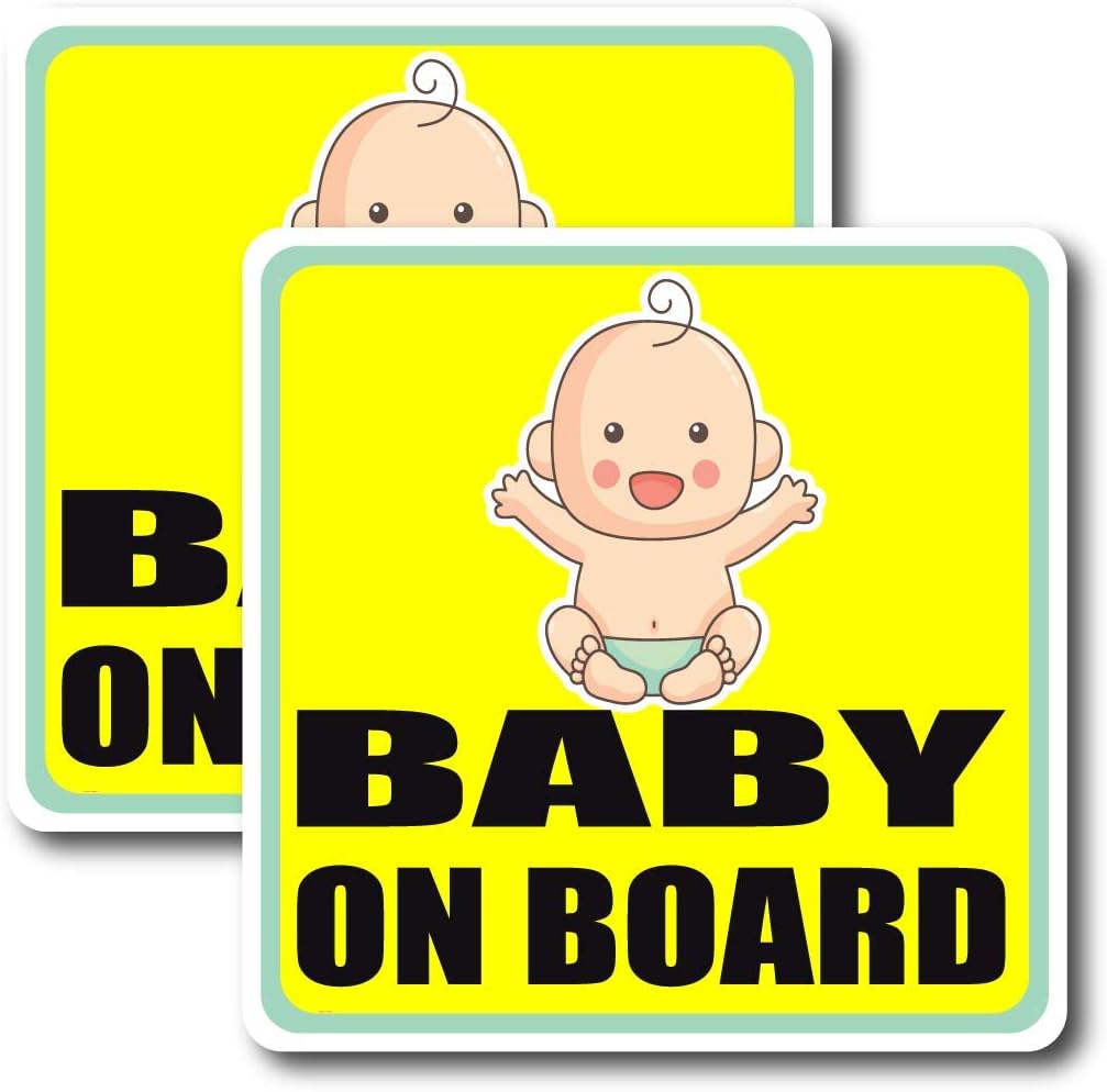 Amazon.com: Pair | Cute Baby on Board Sticker Decal 5" x 5" : Automotive