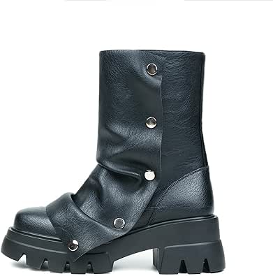 Amazon.com | HiColor Women's even-soled heel Ankle Boots Lazy Folding ...