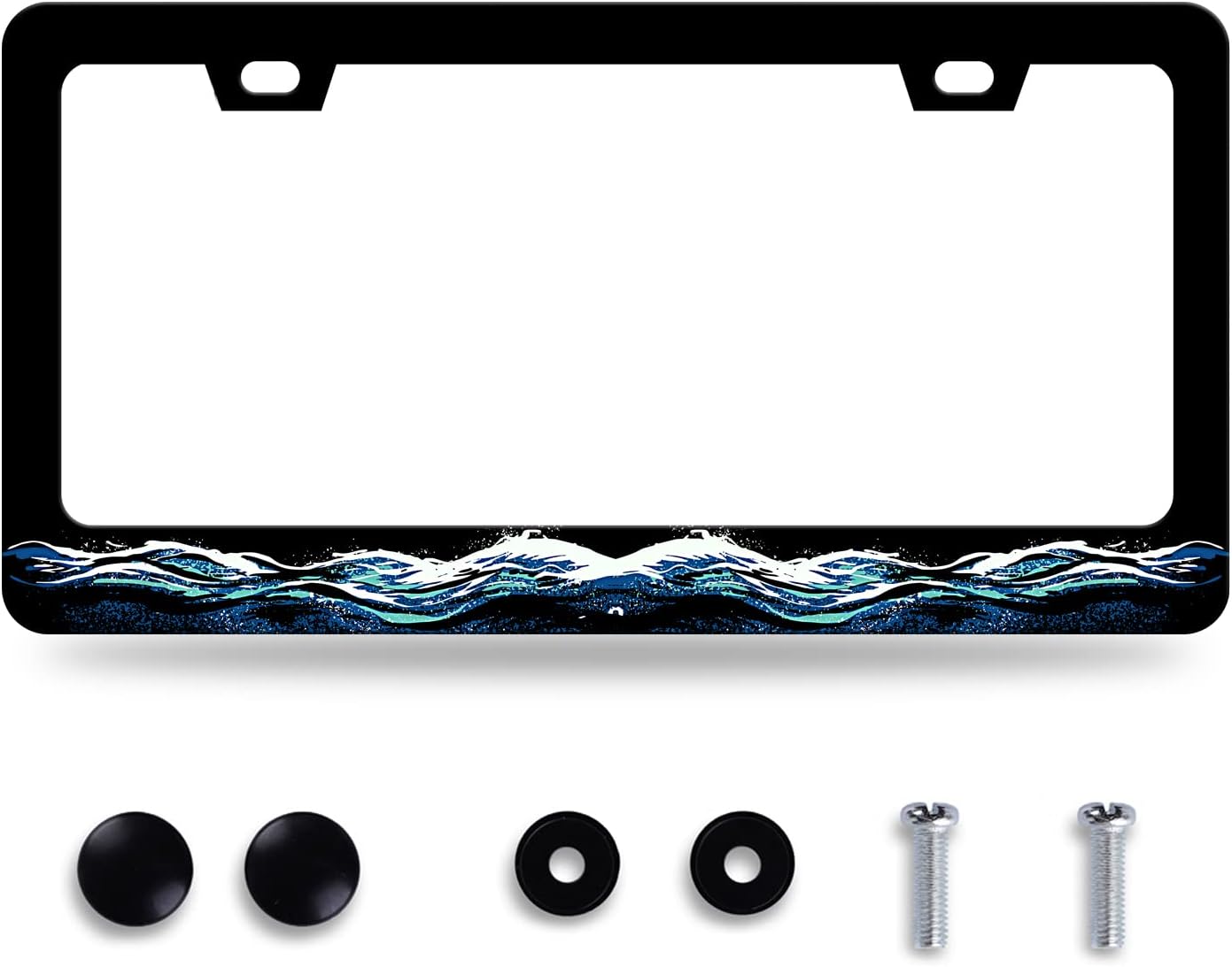 Amazon.com: Colorful Ocean Wave License Plate Frame Plate Traditional ...