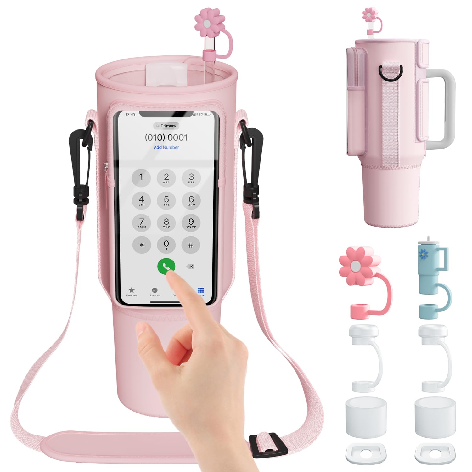 Water Bottle Holder with Strap for Stanley 40oz Tumbler with Handle ...