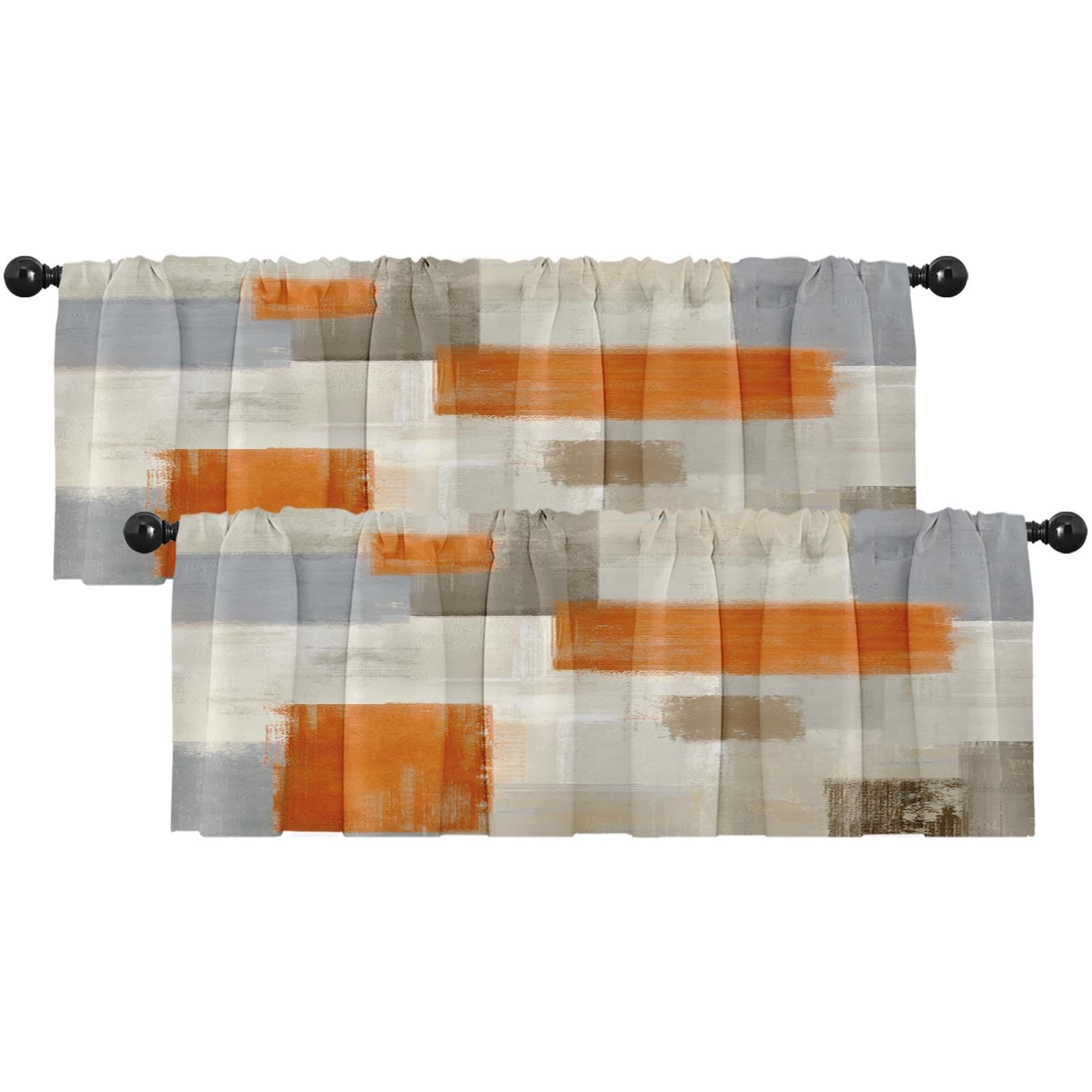 Amazon.com: Emvency 2 Pack Valances Window Treatments Beige Orange ...