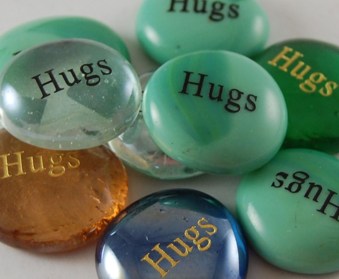 Amazon.com | Set of 6 Hugs Engraved Glass Spirit Stones: Mixed ...