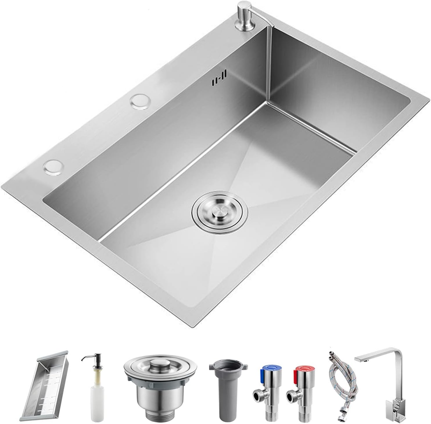 Amazon.com: 27" Recessed or Undercounter Kitchen Sink, Stainless Steel ...