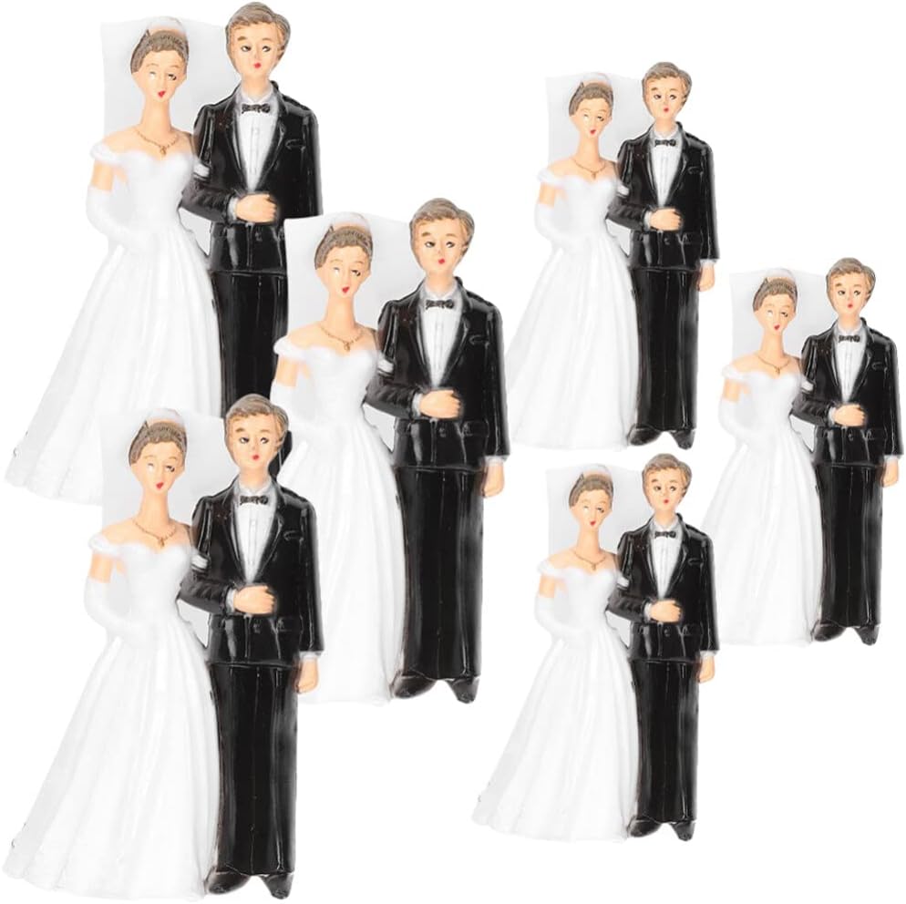 EXCEART 6pcs Bride and Groom Cake Toppers Wedding Cake Toppers Resin ...