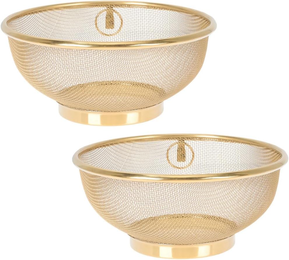 Amazon.com: 2-Pack Gold Stainless Steel Mesh Colander Set - Versatile ...